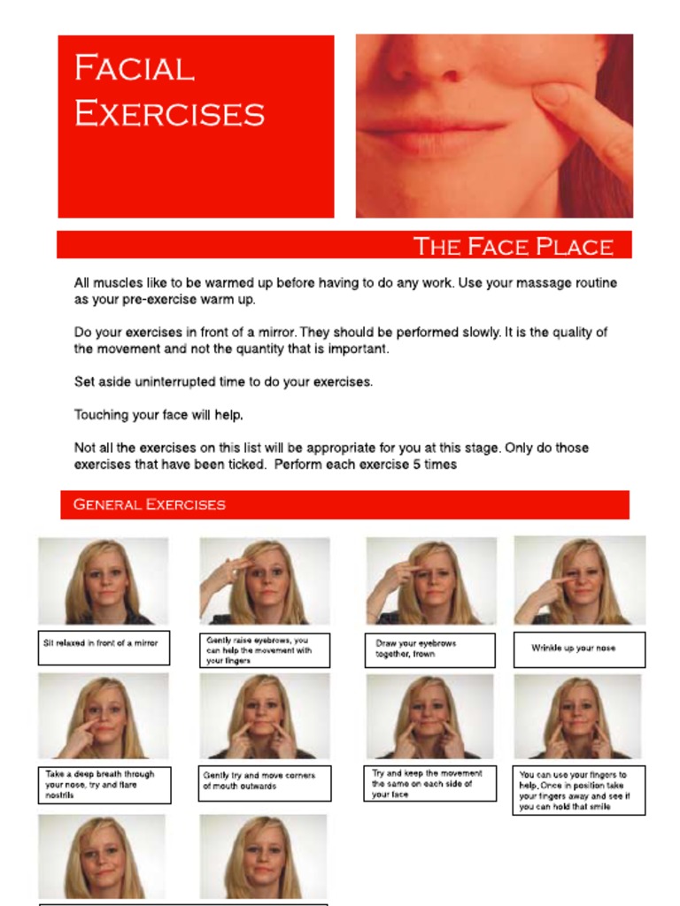 Facial Exercises The Face Place Patient Information | PDF