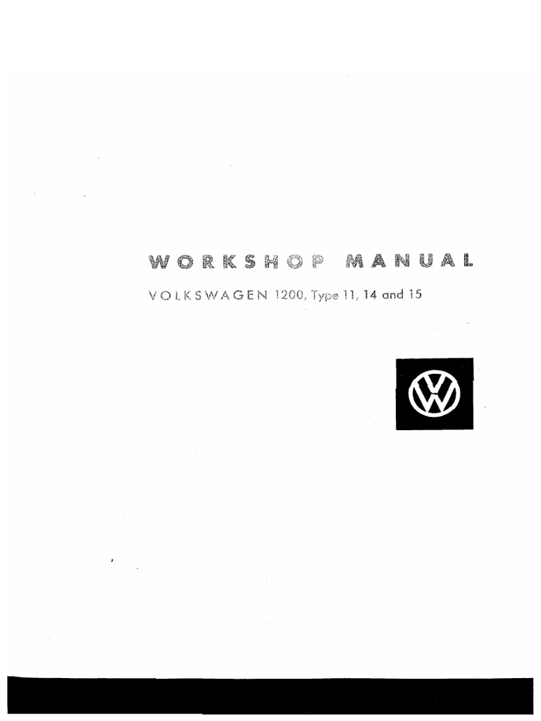 Inc. Volkswagen of America - Volkswagen 1200 Workshop Manual - 1961 ...