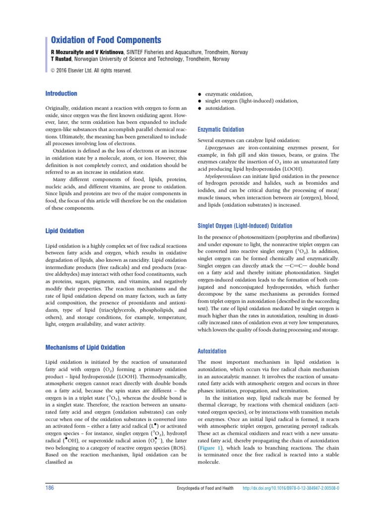 Understanding Food Oxidation Processes | PDF | Radical (Chemistry ...
