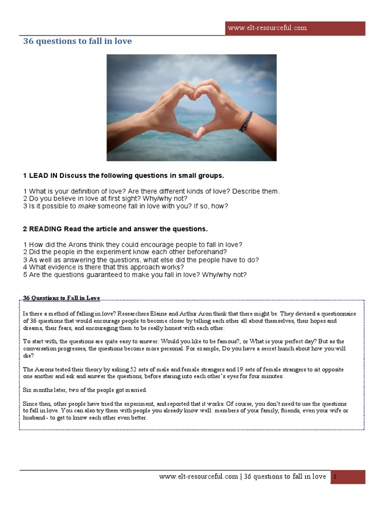 36 Questions To Fall in Love | PDF