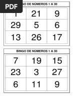 Lotería Números Del 1 Al 30 | PDF