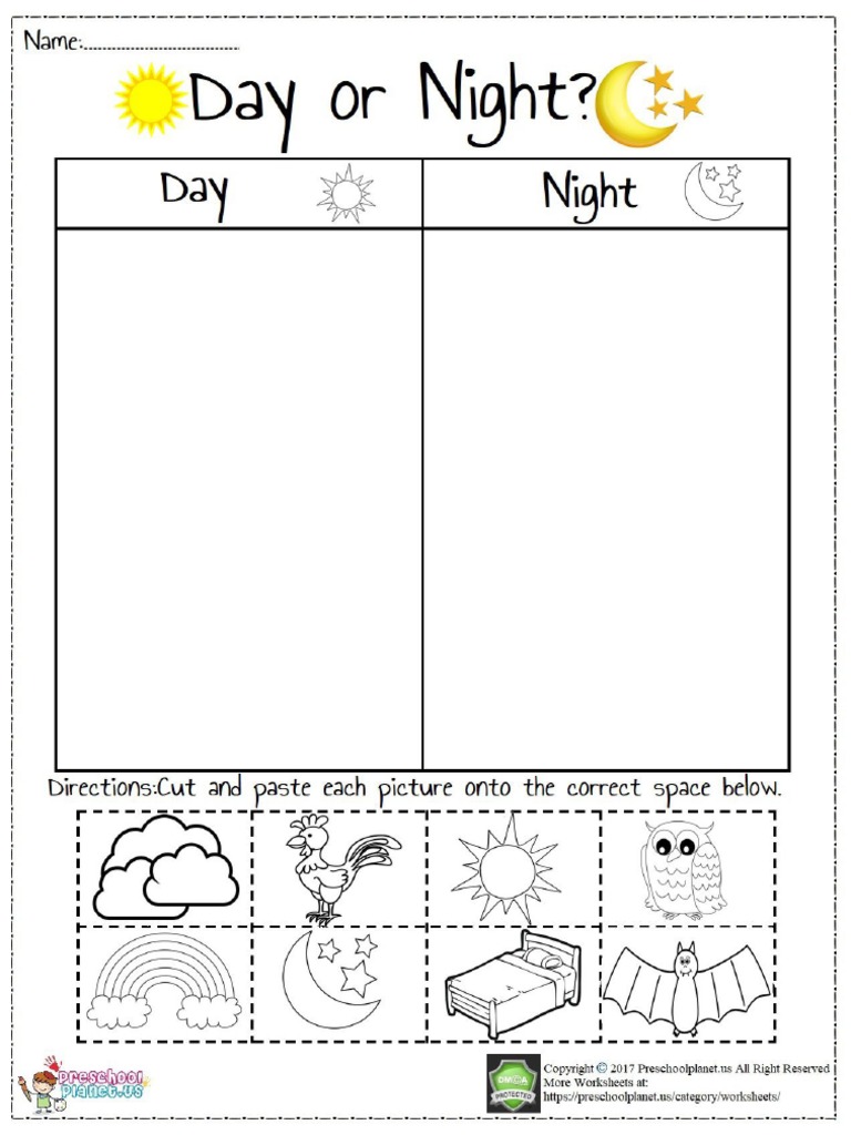 Day and Night Worksheet | PDF
