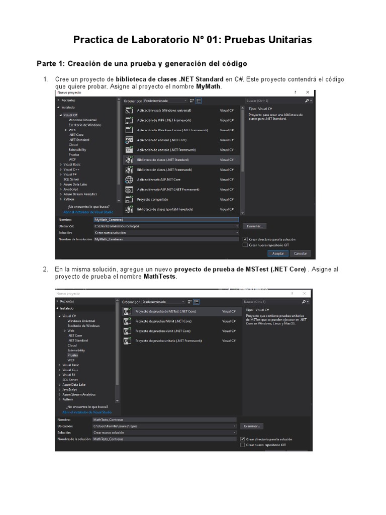 Laboratorio #01 Pruebas Unitarias | PDF | .NET Framework | Desarrollo ...