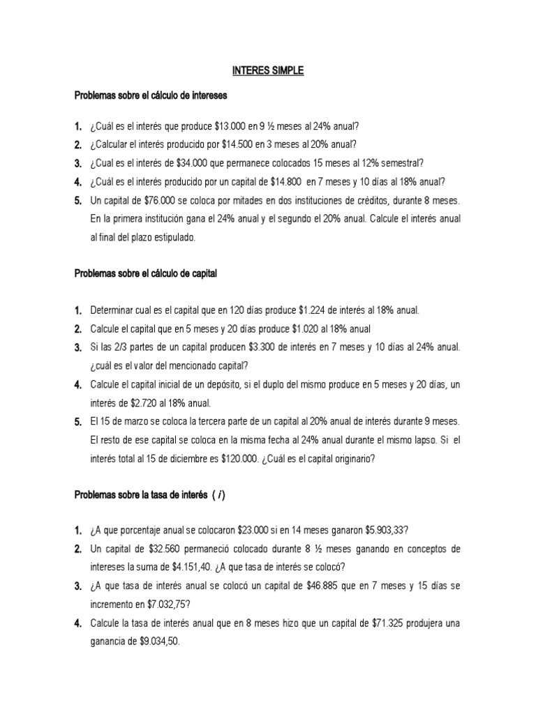 Practico 1 Interes Simple | PDF | Interés | Servicios financieros