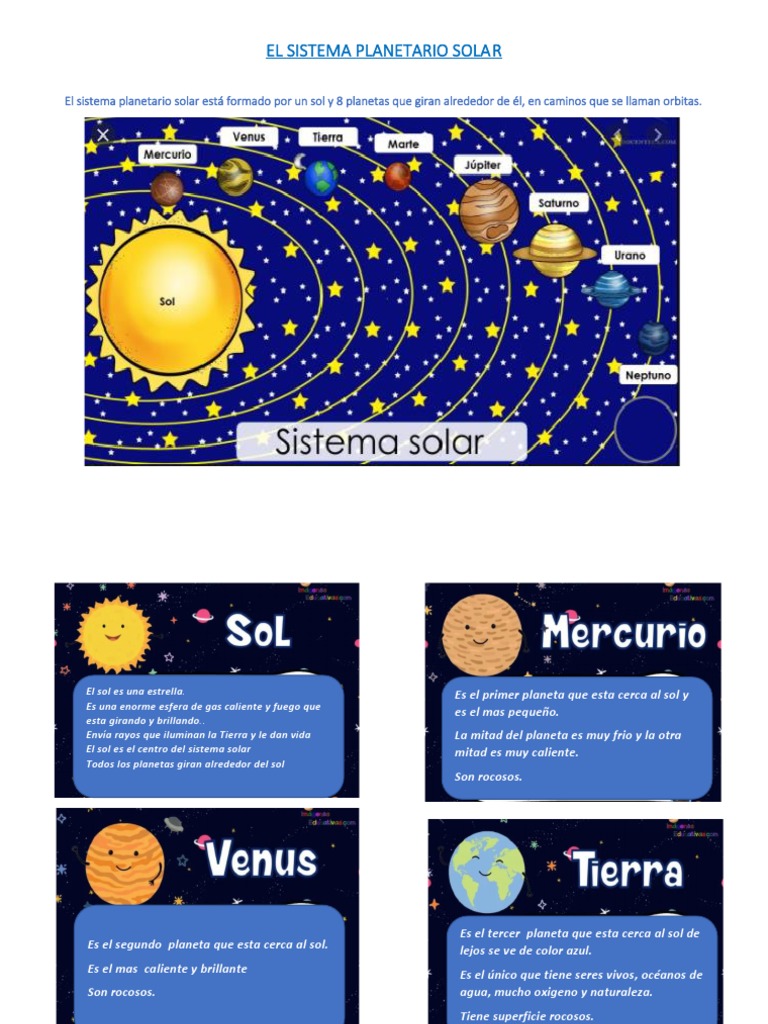 El Sistema Planetario Solar Pdf Planetas Sistema Solar