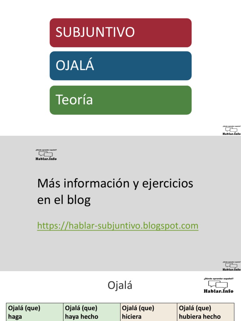 Uso del Subjuntivo con Ojalá | PDF | Gramática | Alimentos