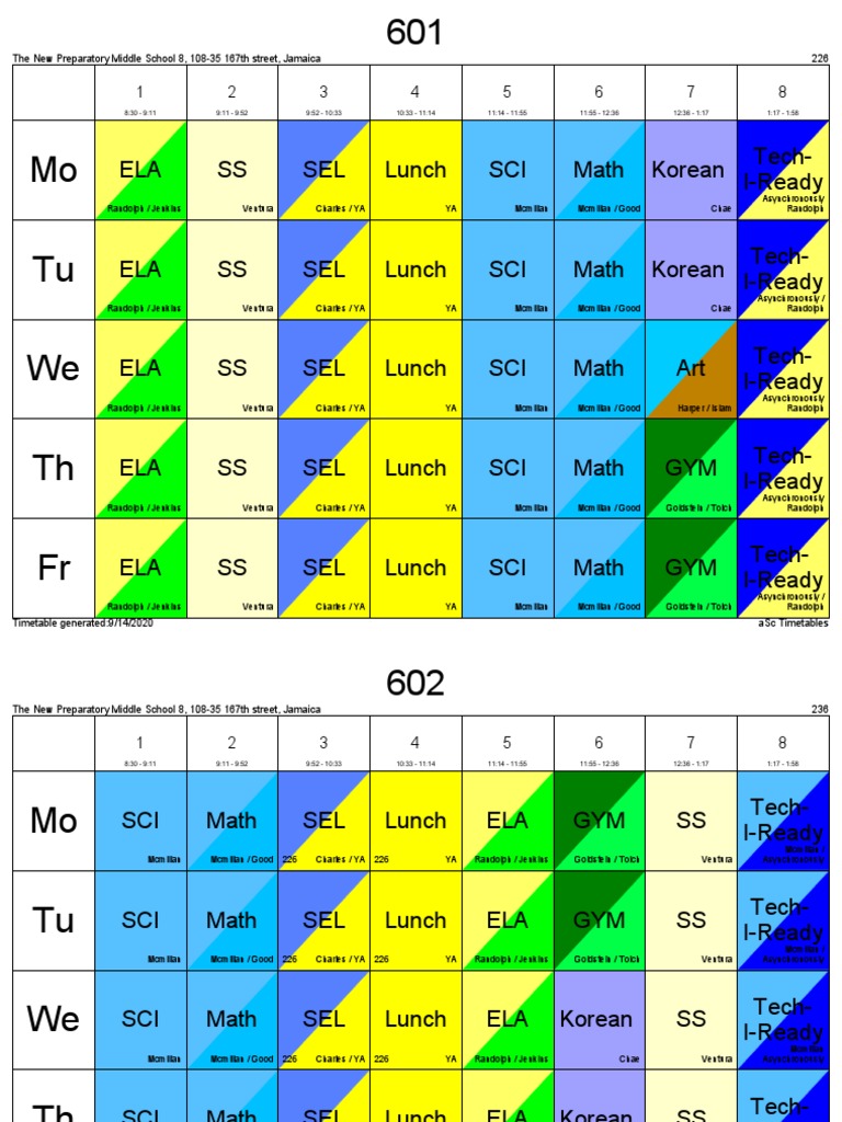 Grade 6 Schedules | PDF