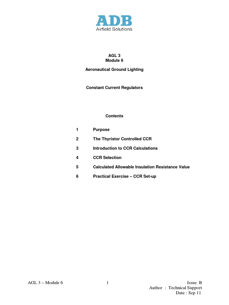 ADB AGL3 - Module 6 CCR's & Associated Equipments | PDF | Transformer ...