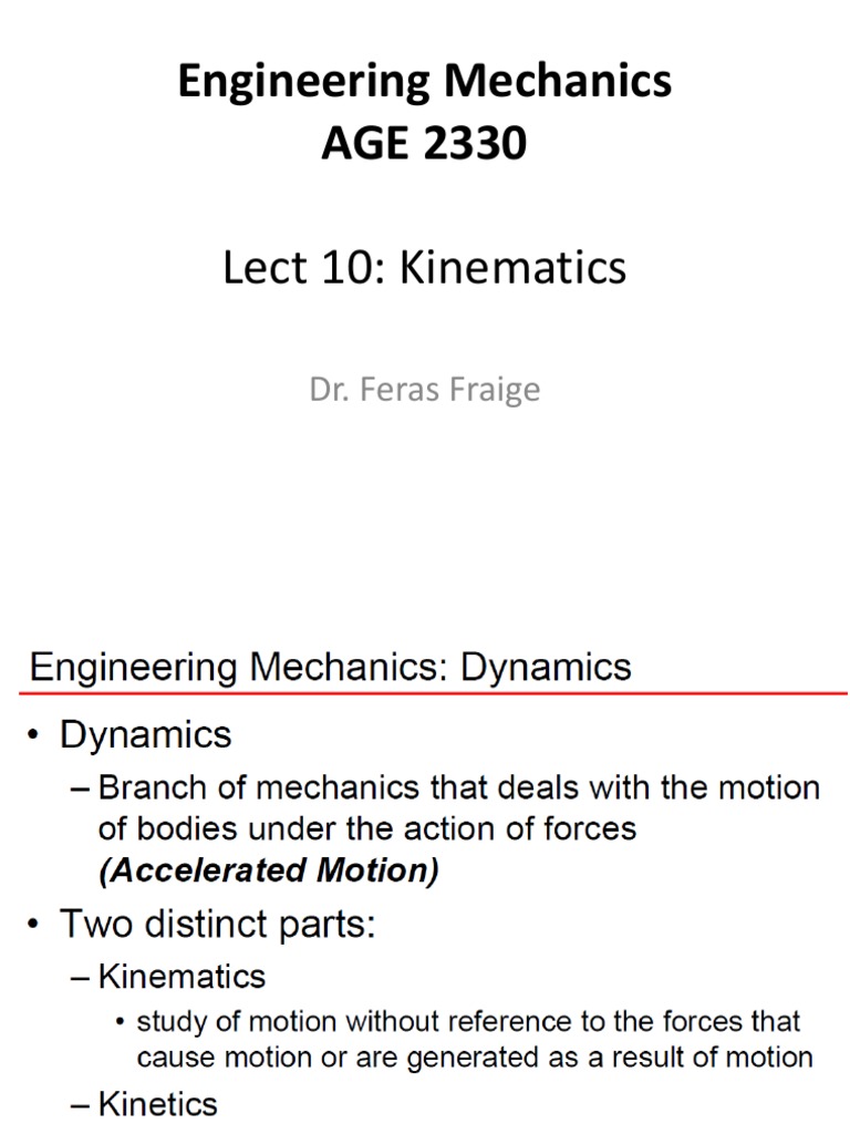 Lect 10 Kinematics | PDF