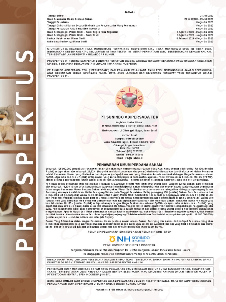 Prospektus Final PT Sunindo Adipersada TBK | PDF