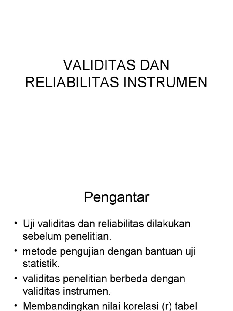 Validitas & Reliabilitas Instrumen Penelitian | PDF