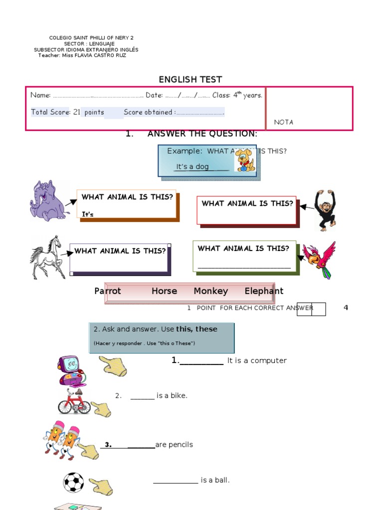 ENGLISH TEST Diagnostico 4 | PDF | Foreign Language Studies