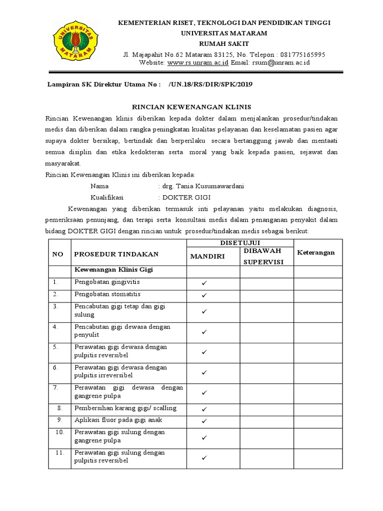 RKK Dokter GIGI Tania | PDF