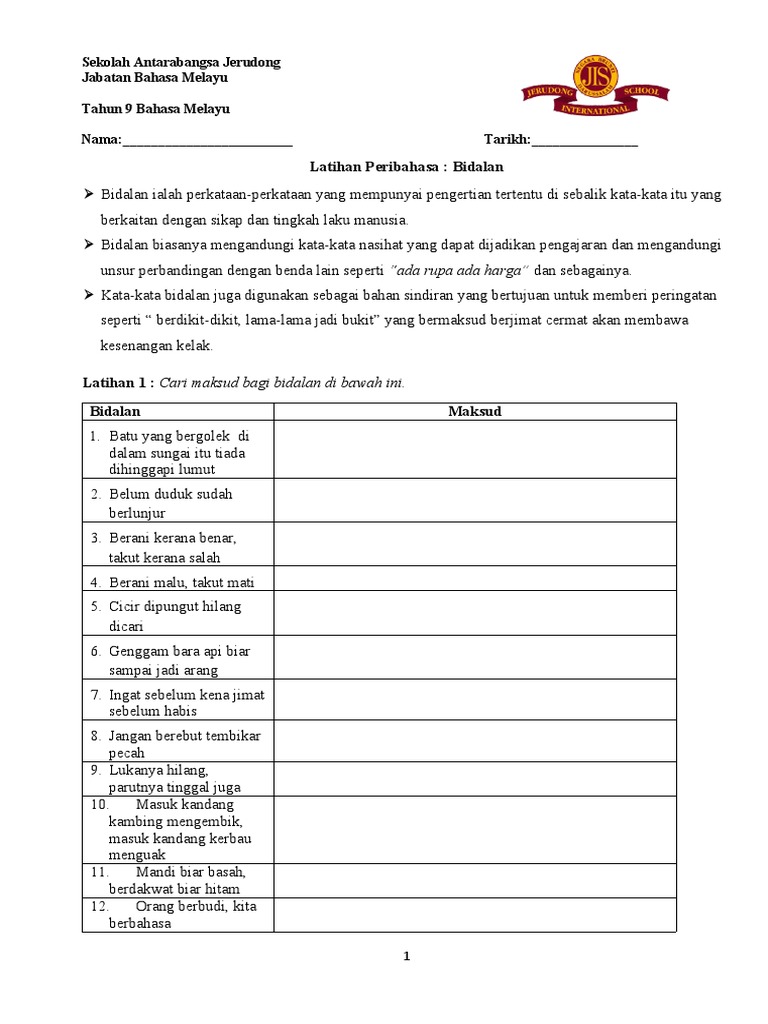 Yr9 Bidalan | PDF