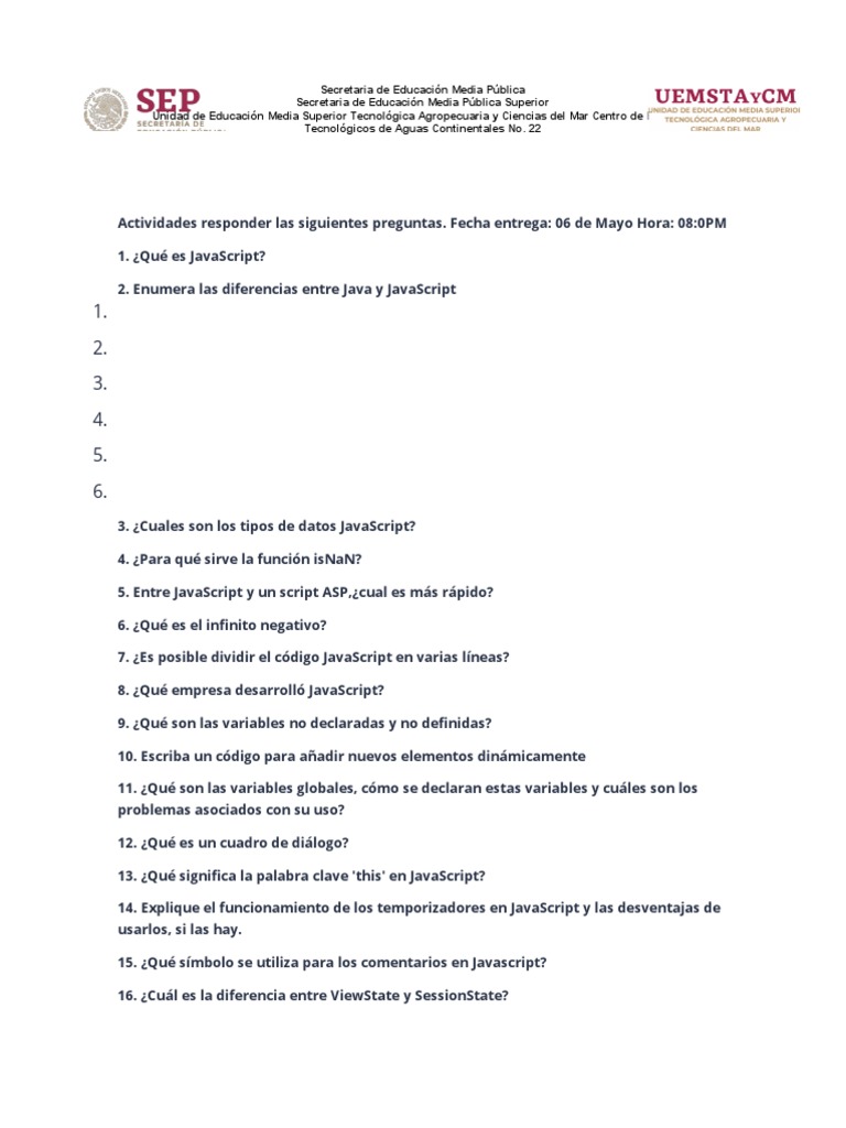 Actividades de Javascript | PDF | Script Java | Java (lenguaje de programación)