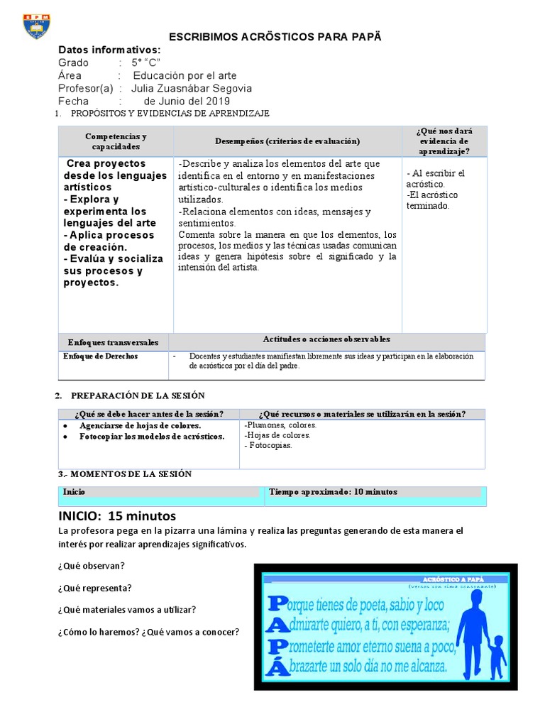 Acrósticos para Papá en Primaria | PDF | Maestros | Aprendizaje