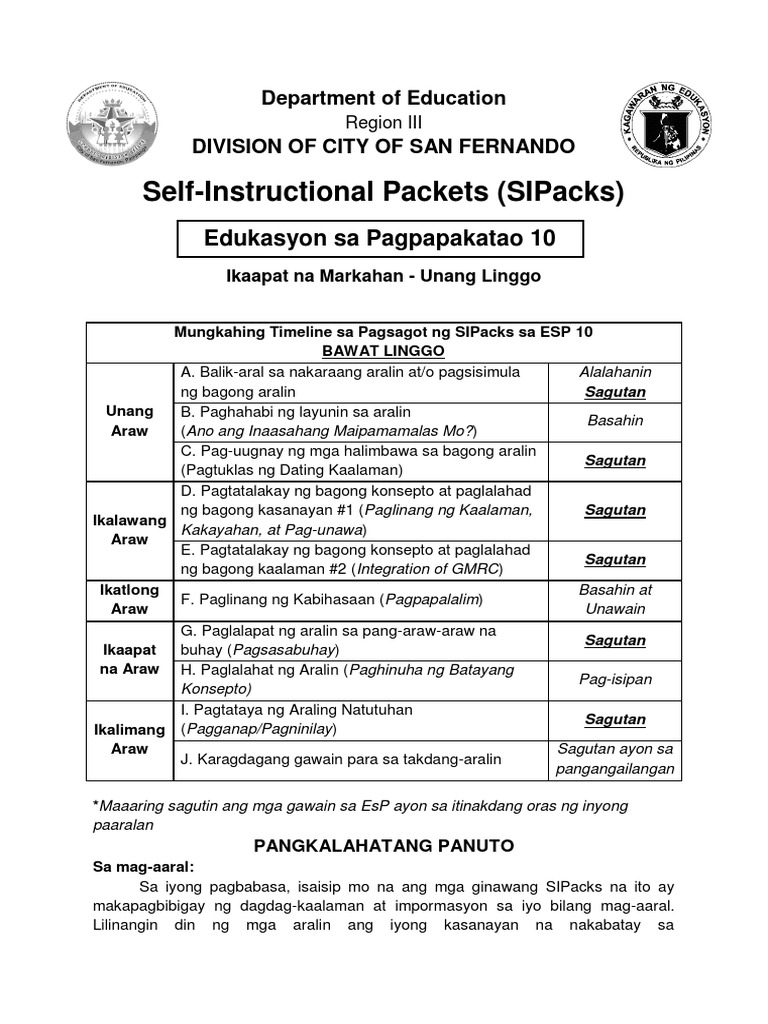 ESP10 Q4 Week 1 | PDF