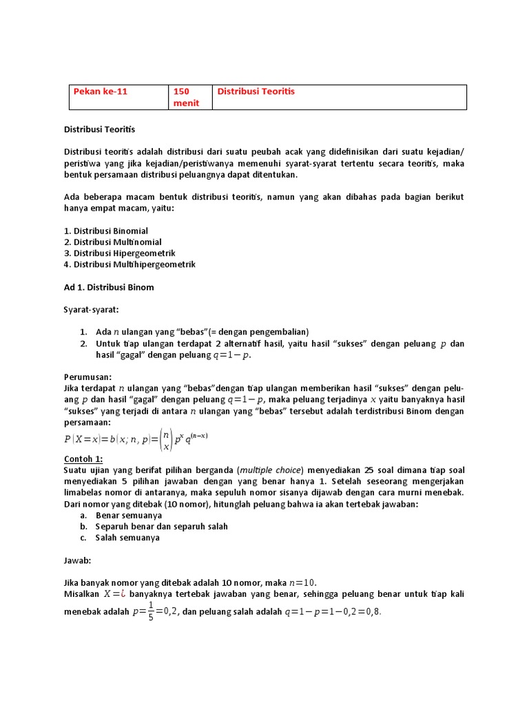 Kuliah ProbStat Pekan Ke 11 | PDF