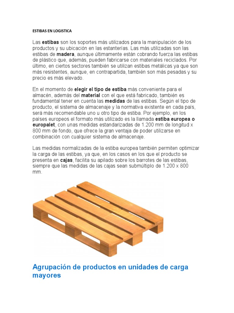 Medidas y Tipos de Estibas de Madera | PDF | Almacén | Logística