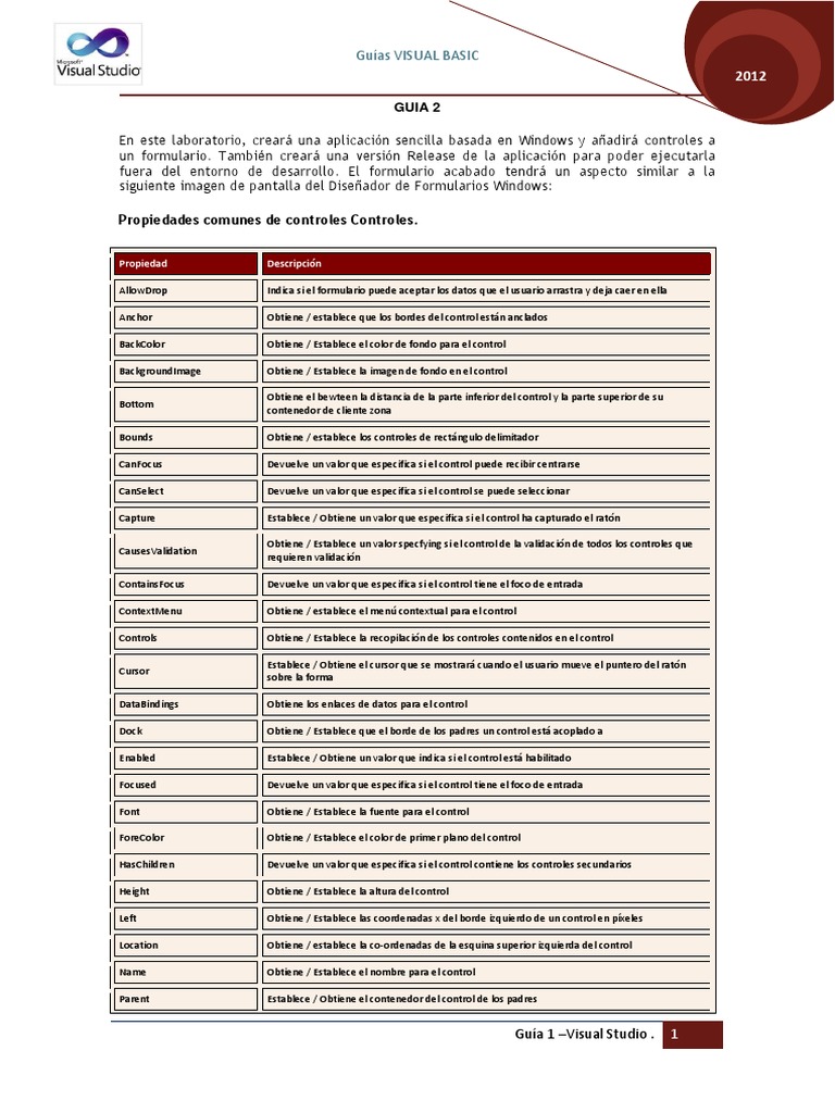 Creación de interfaces gráficas de usuario en Visual Basic mediante el uso de controles y la ...