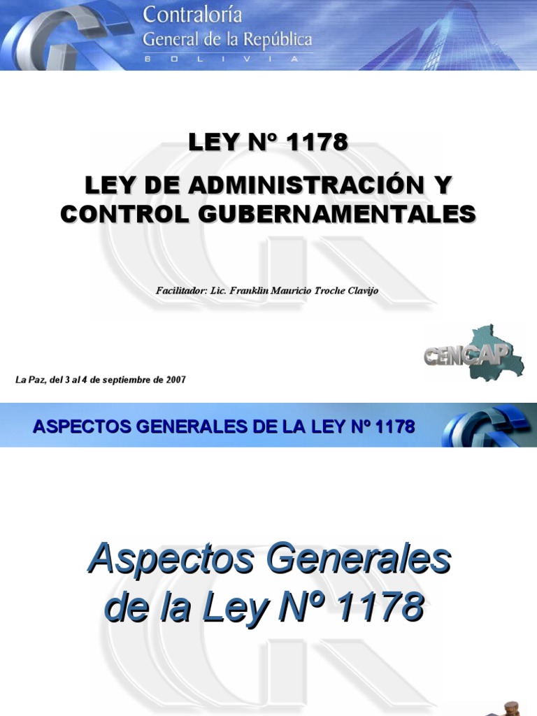 Ley 1178: Administración y Control en Bolivia | PDF | Administración ...