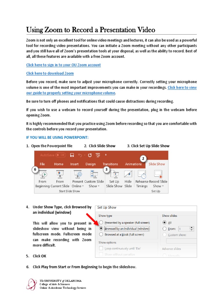 Using Zoom To Record Presentations Pdf Microsoft Power Point Software