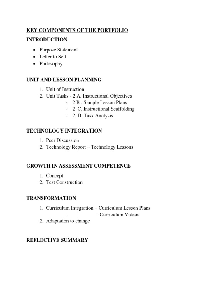 Key Components of The Portfolio | PDF
