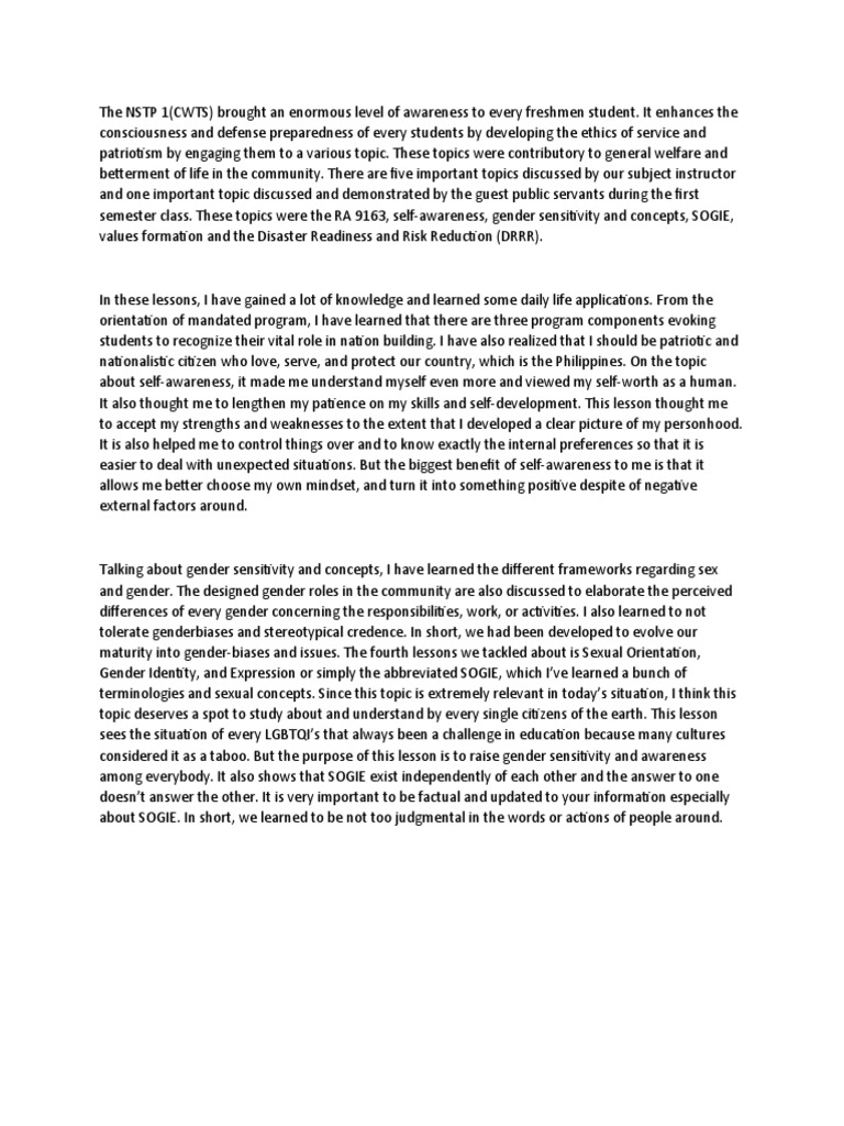 Gaining Valuable Insights into Citizenship, Self-Awareness, Gender ...