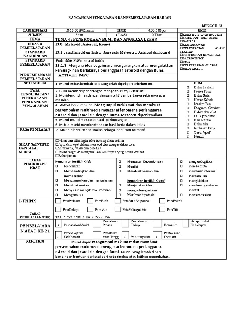 F2 SAINS Contoh RPH | PDF