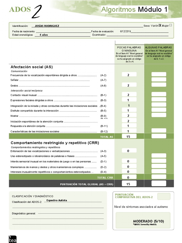 ADOS-2 Mód 1 | PDF | Espectro autista | Comunicación humana