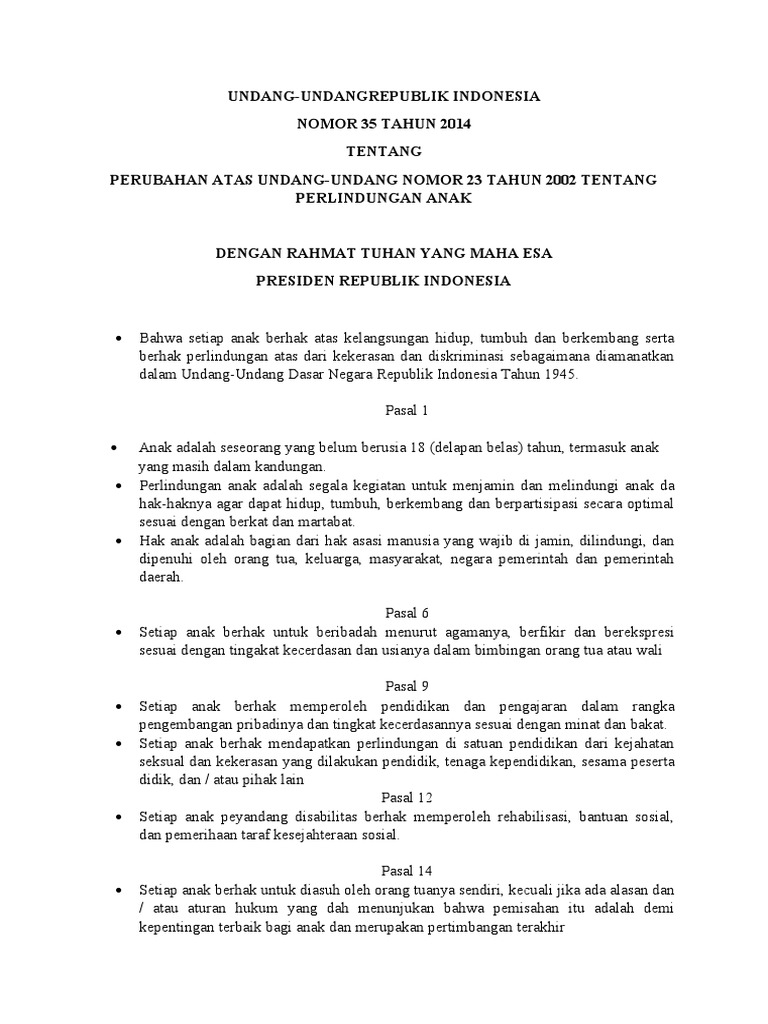 Revisi UU Perlindungan Anak 2014 | PDF | Ilmu Sosial