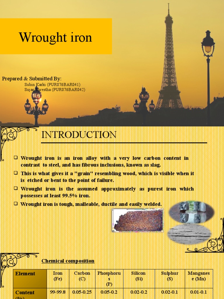 Wrought Iron: Prepared & Submitted by | PDF | Iron | Civil Engineering