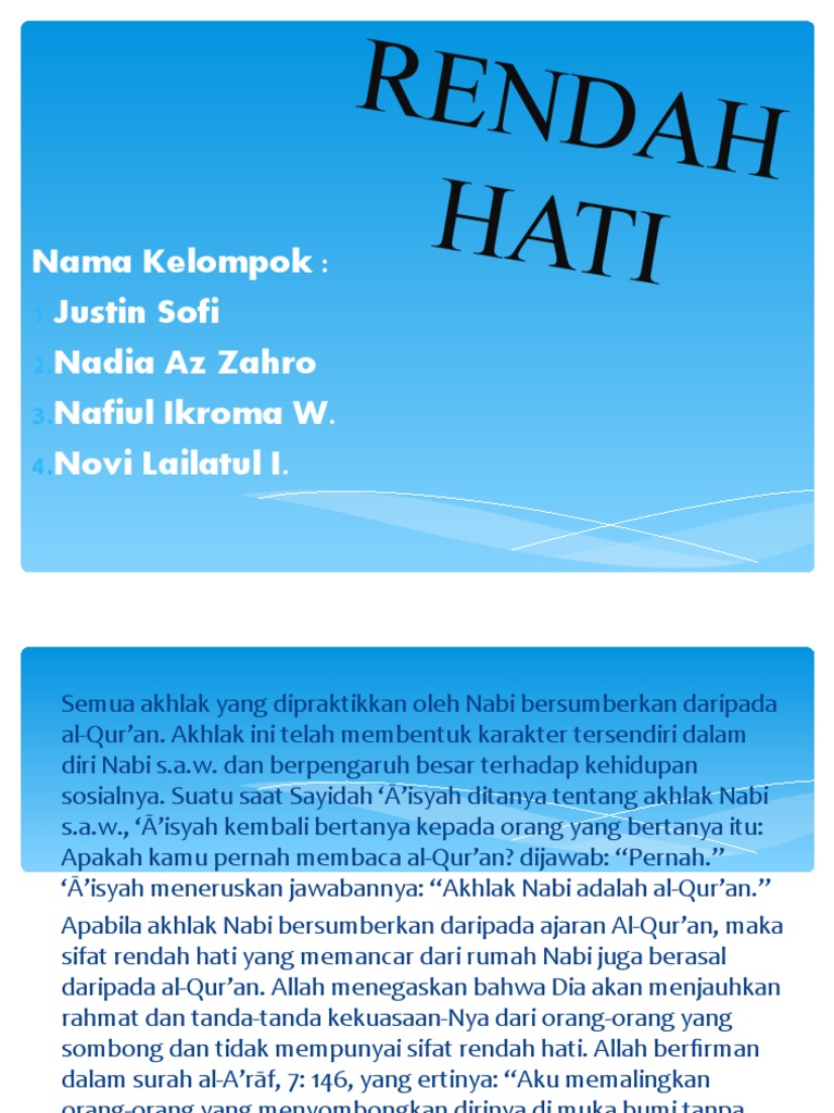 Pentingnya Sikap Rendah Hati | PDF