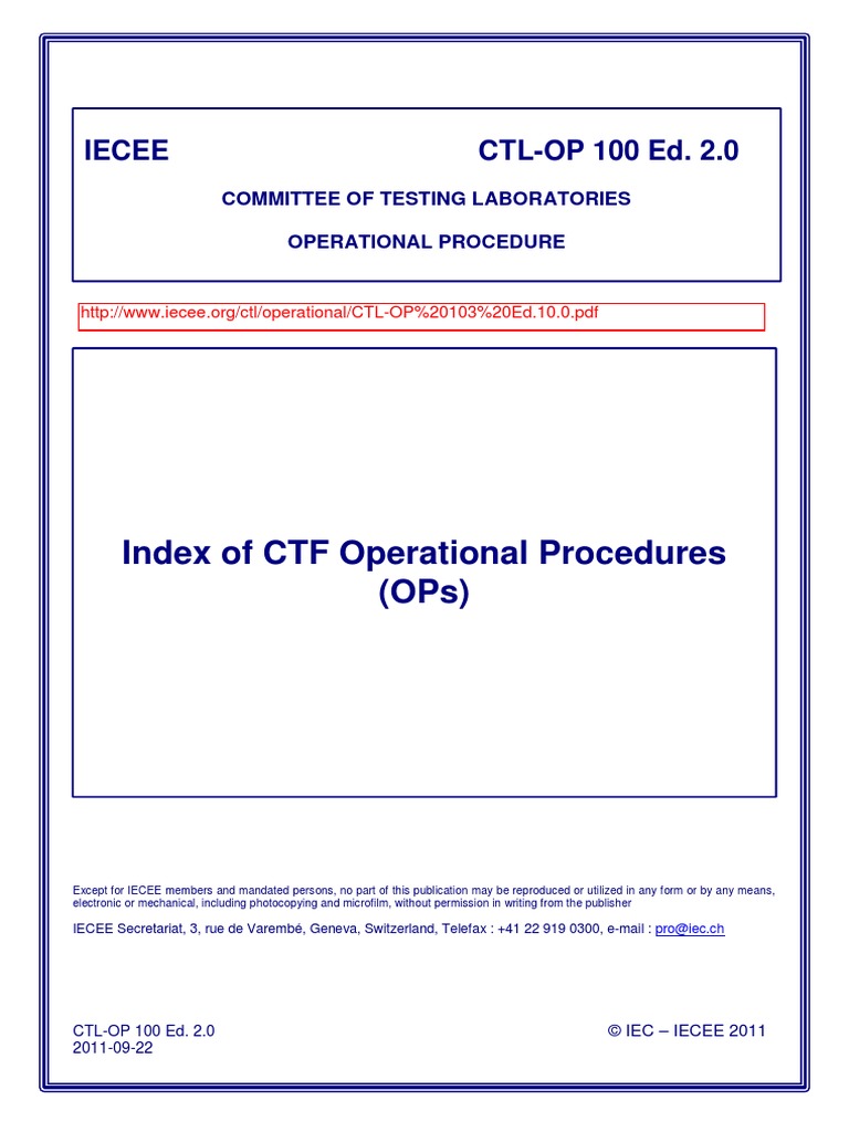 Index of CTF Operational Procedures CTL-OP 100 Ed.2.0 | PDF ...