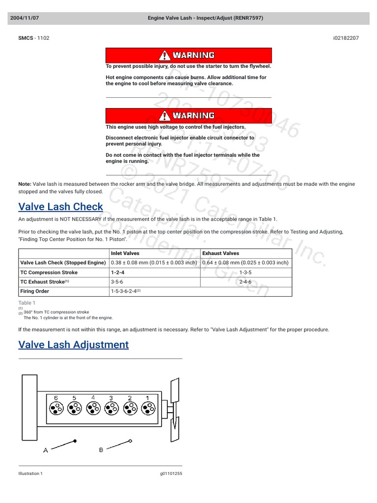 Engine Valve Lash - Inspect Adjust | PDF | Vehicles | Systems Engineering