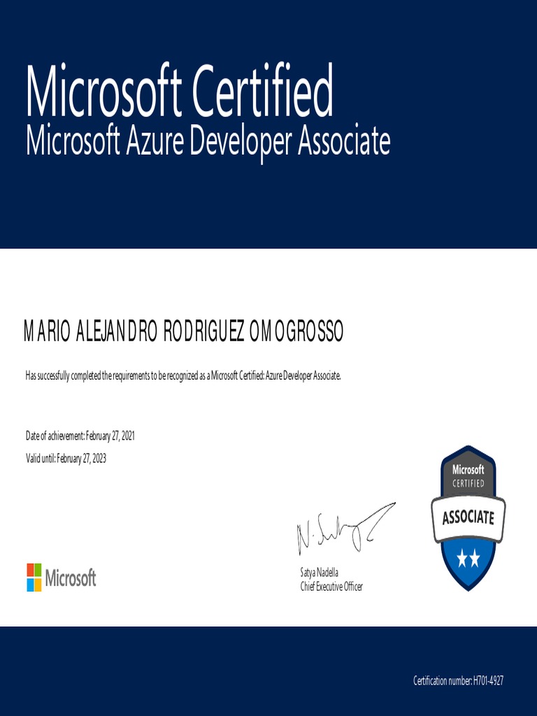 Microsoft Certified Azure Developer Associate Certification | PDF