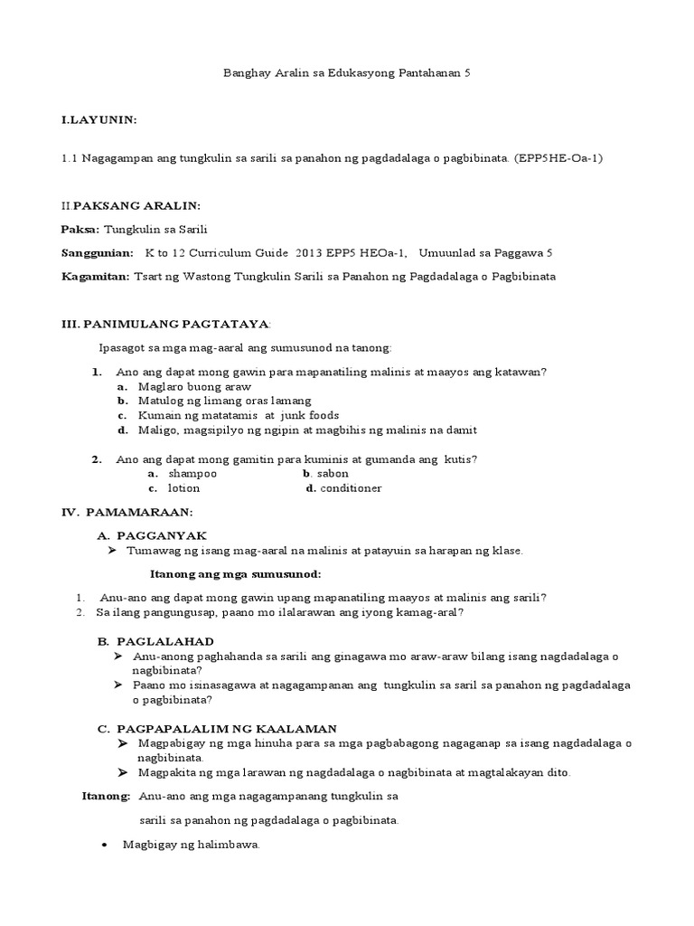 1 K To 12 Lesson Plan EPP 5 | PDF