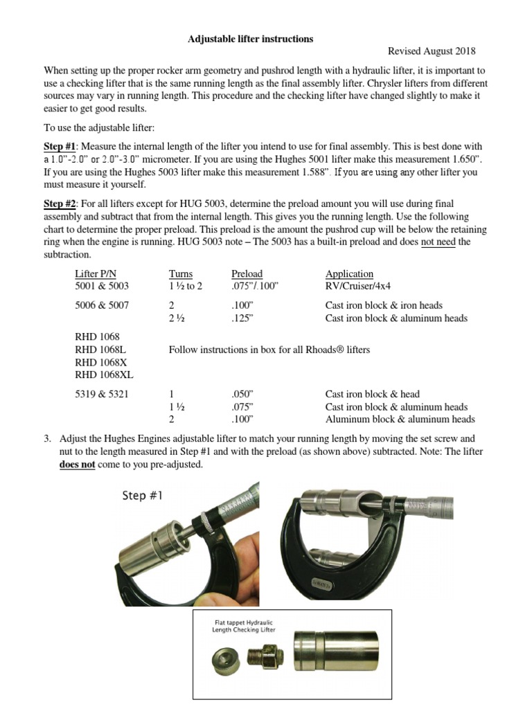Adjustable Lifter Instructions Revisionb 0818 | PDF | Technology ...