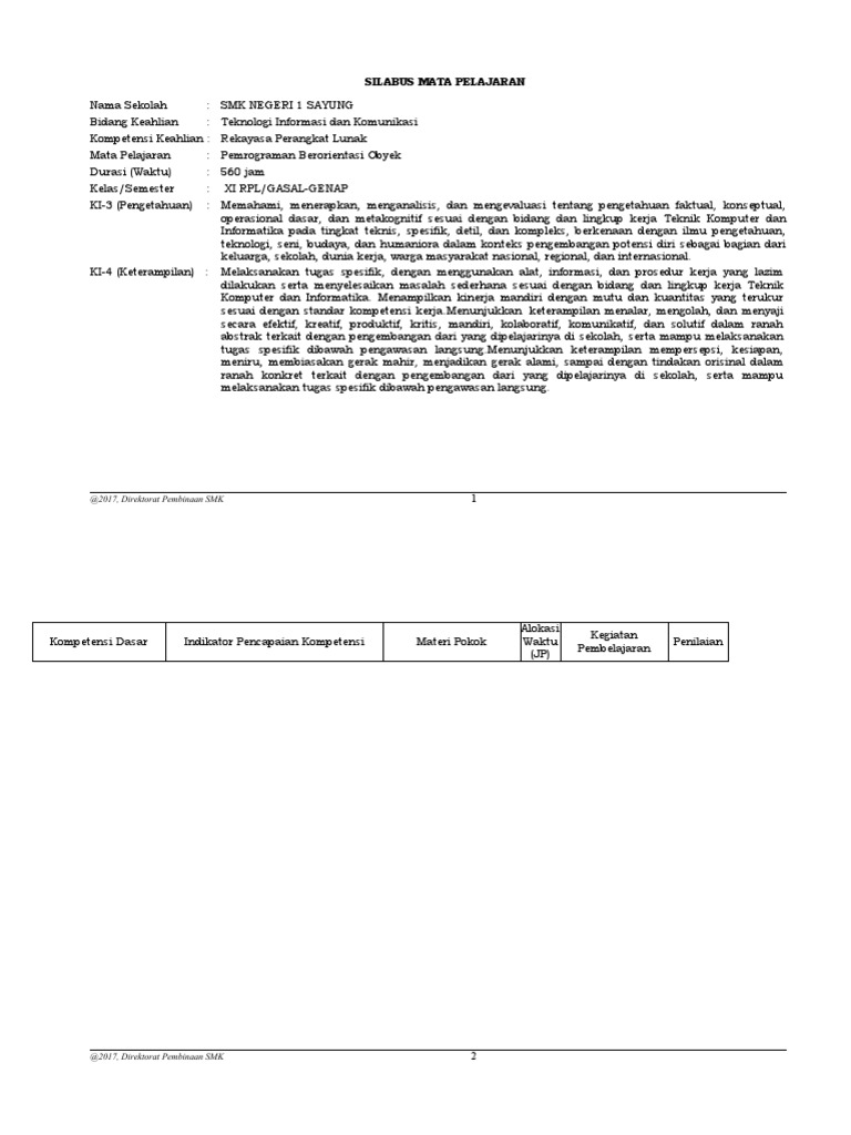 SILABUS PBO Lengkap | PDF | Seni | Komputer