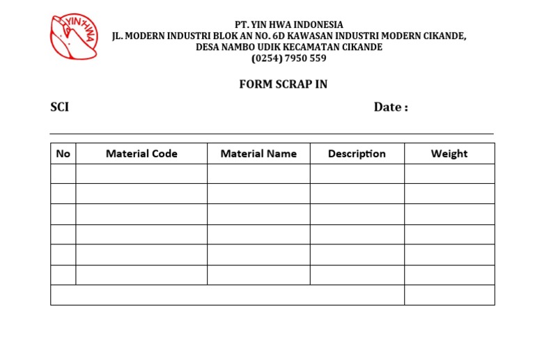 Yhi-Hse-F8-005 Form Scrap in | PDF