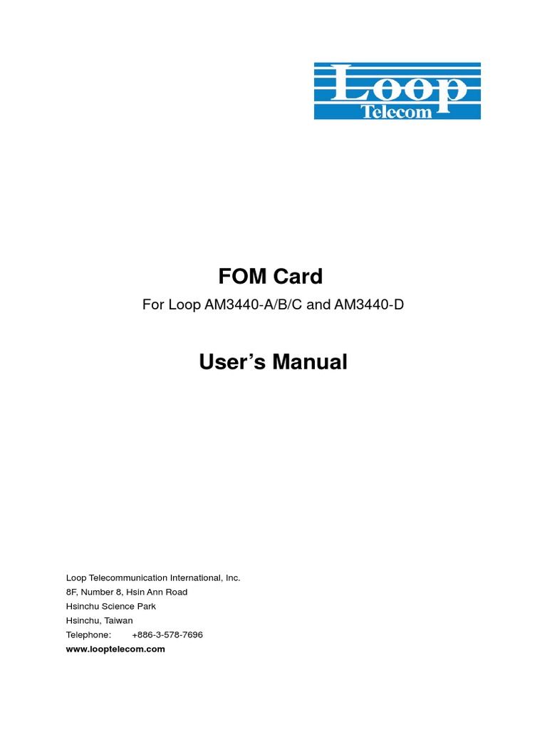 FOM Card: For Loop AM3440-A/B/C and AM3440-D | PDF | Optical Fiber | Information And ...