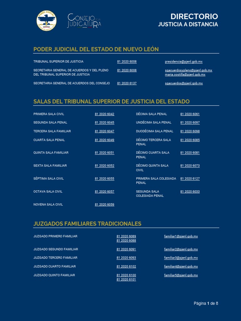 Pjenl Directorio Justicia A Distancia | PDF | Judicaturas | Tribunales
