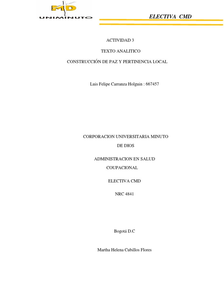 Actividad 3 Electiva CMD | PDF | Paz | Colombia