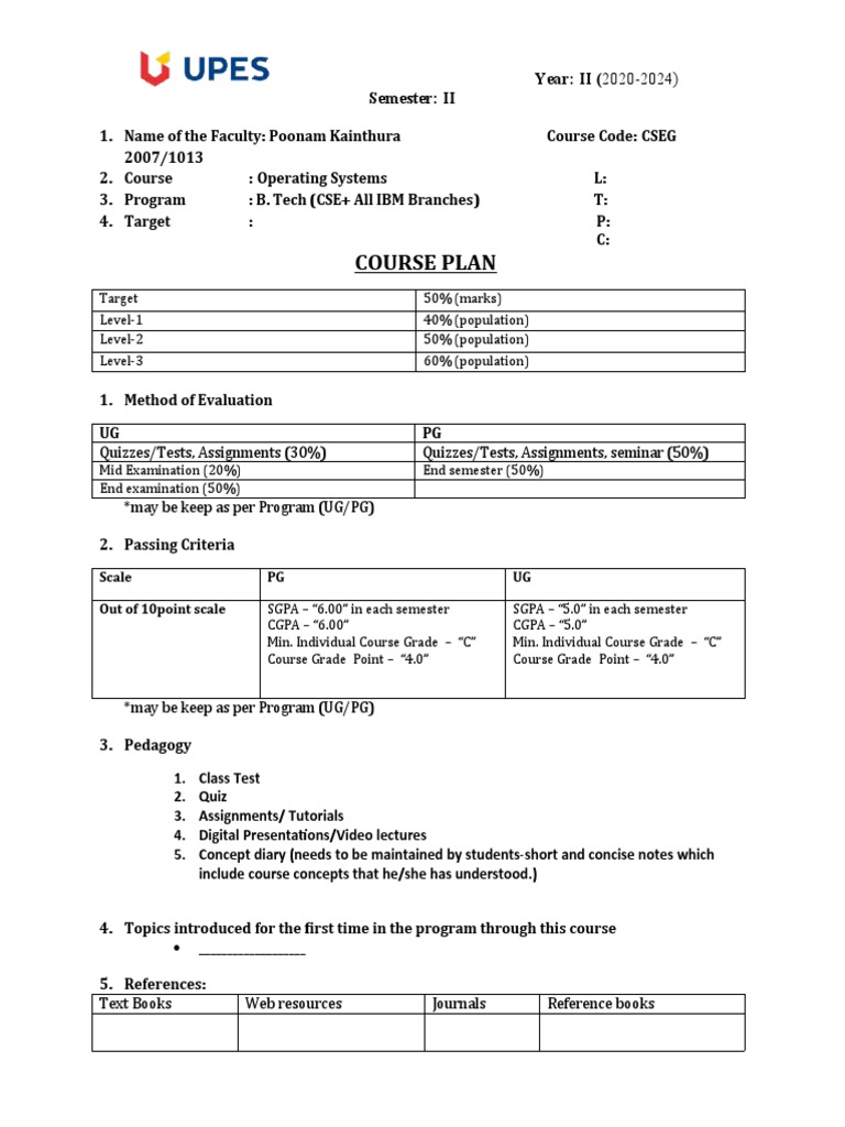 Operating System Course Plan | PDF | Scheduling (Computing) | Process ...