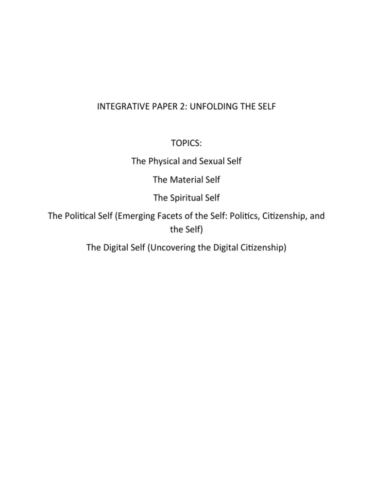 Integrative Paper Unfolding The Self | PDF | Spirituality | Self