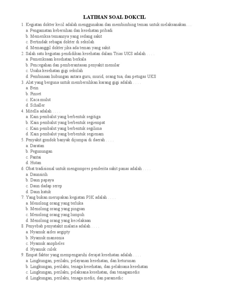 Soal Dokcil | PDF | Kesehatan Holistik