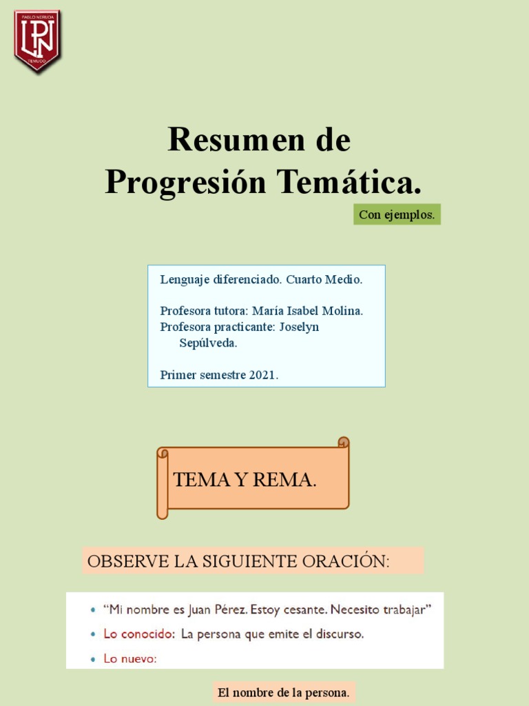 Progresión Temática Ejemplos | PDF