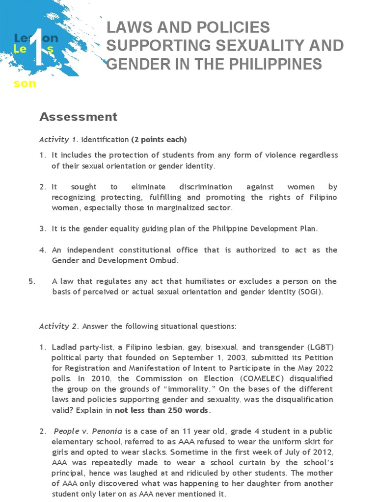 Analysis of Laws and Policies Supporting Gender Equality and LGBTQ+ ...