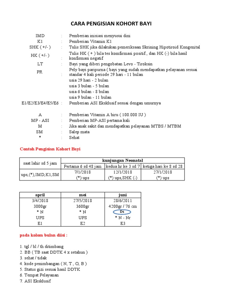 Cara Pengisian Kohort | PDF