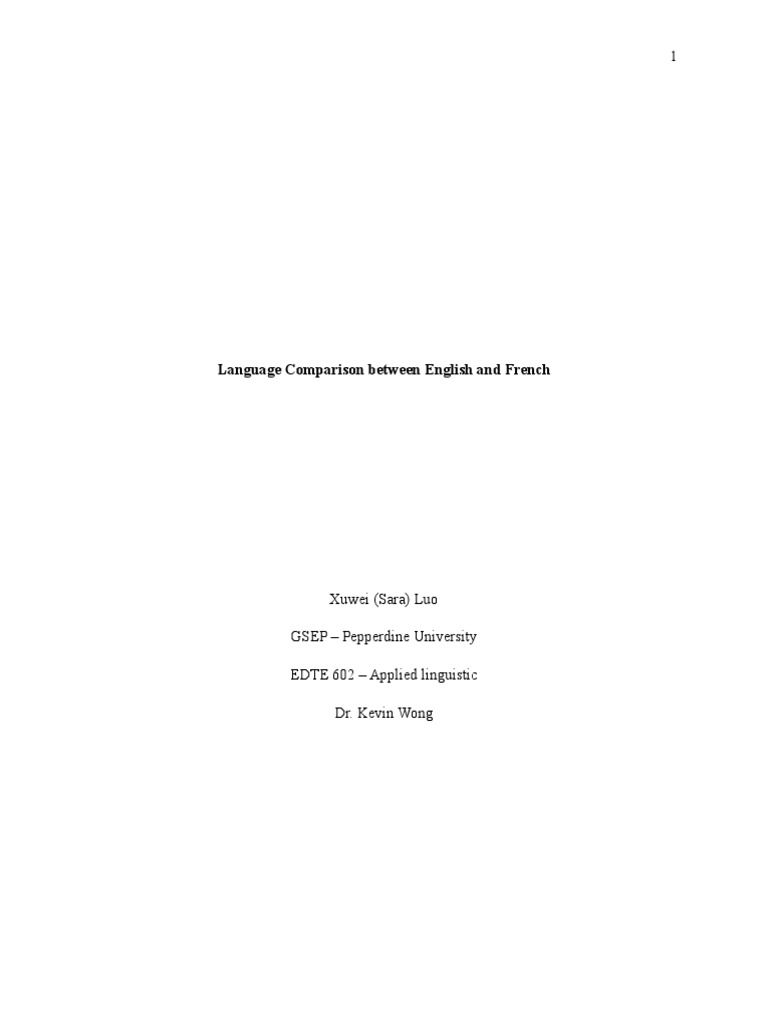 Luo - Plo1 - Edte601 Language Analysis and Comparison Paper | PDF ...